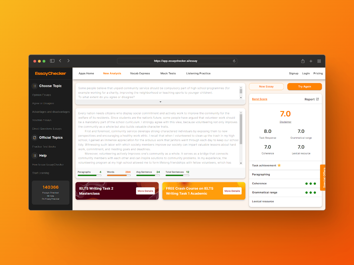 EssayChecker - Prepare for IELTS and PTE exams with AI based apps